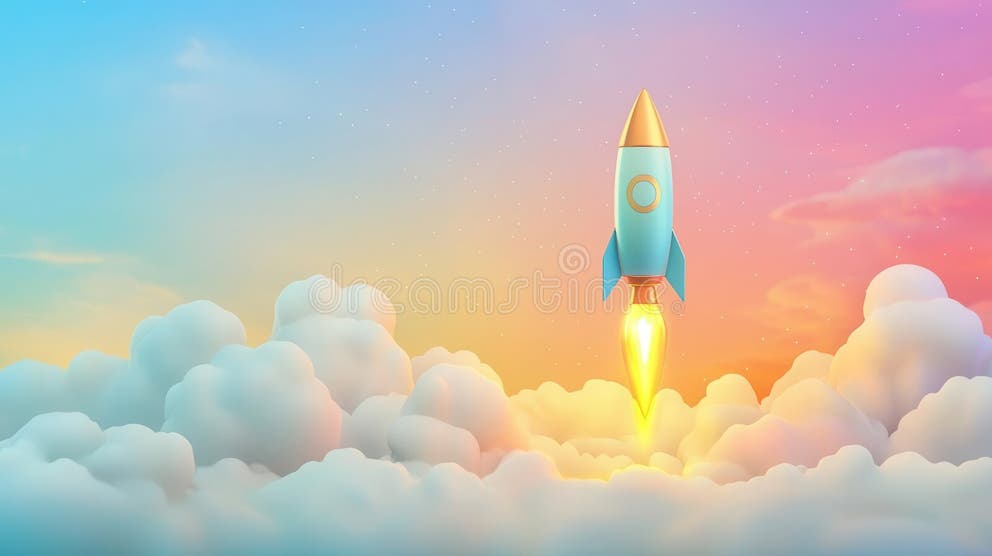Light Bulb Rocket Reaching a Glowing Target in the Sky, Symbolizing ...