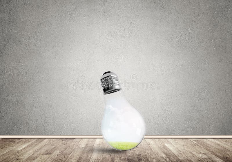 Light bulb in room stock photo. Image of ecology, background - 93581212
