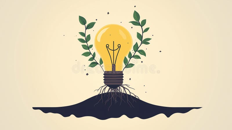 Light Bulb with Roots Representing the Concept of Rooting and Growth ...