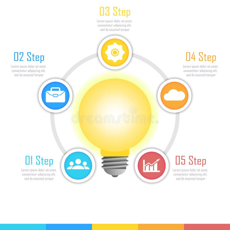 Light Bulb Infographic Template. Idea Lamp Concept with 4 Step for ...