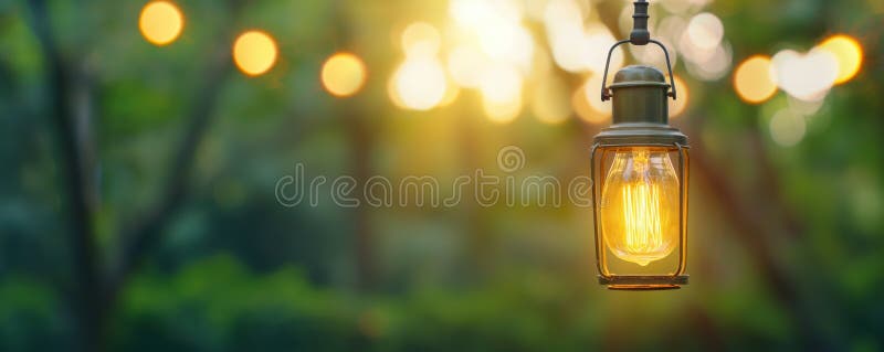 Light Bulb in a Rustic Lantern Stock Photo - Image of glow, illuminate ...