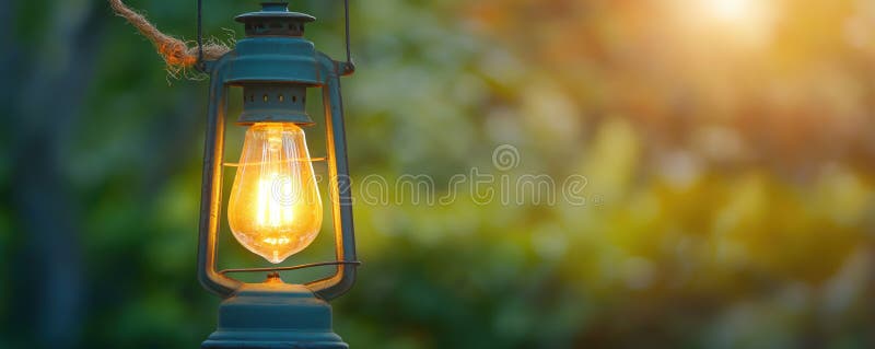Light Bulb in a Rustic Lantern Stock Image - Image of antique, lantern ...