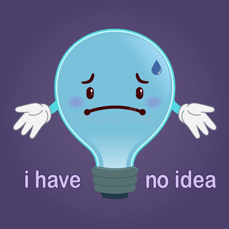 Light Bulb with Sad Face Have No Idea Concept Stock Vector ...