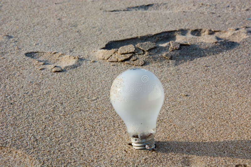 Light Bulb on the Sand for Idea, Inspiration Concept. Stock Image ...