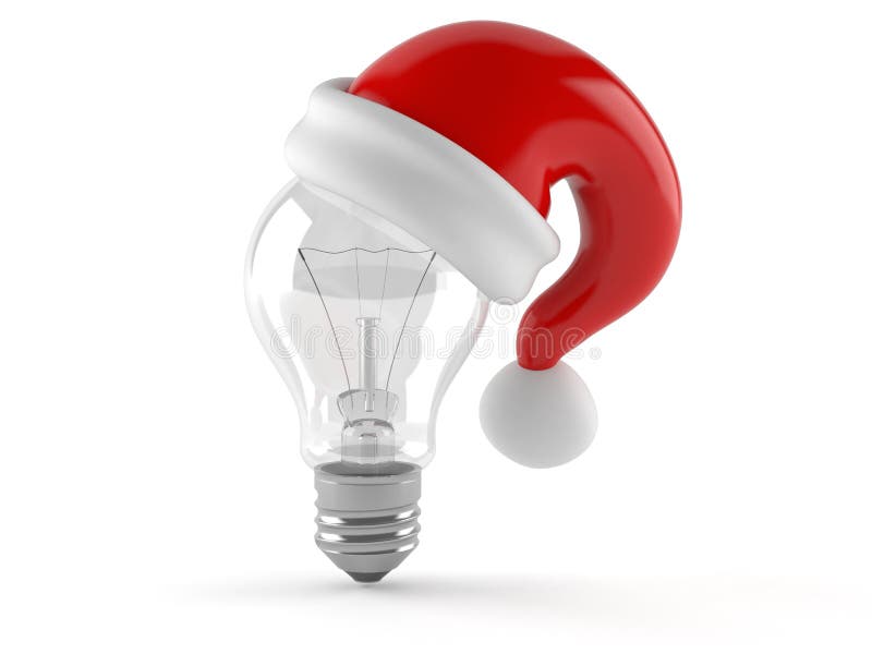 Light bulb with santa hat stock illustration. Illustration of christmas ...