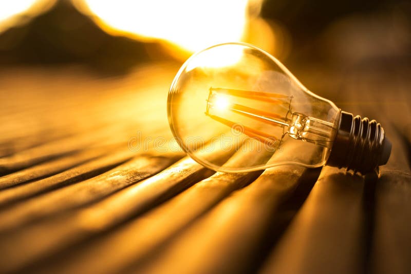 Lightbulb for Save Energy Concept. Electricity at Night Stock Photo ...