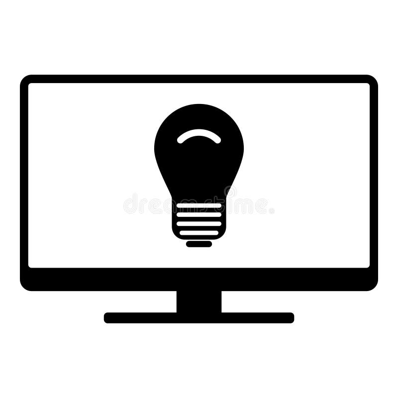 Light bulb and screen stock vector. Illustration of desktop - 168140893