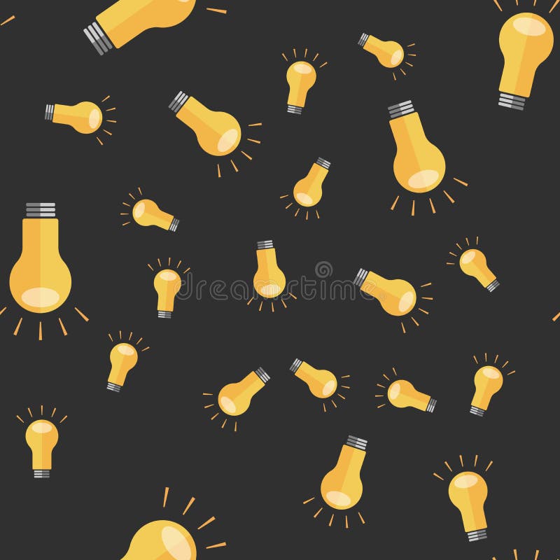 Light Bulb. Seamless Vector Pattern on the Black Stock Vector ...