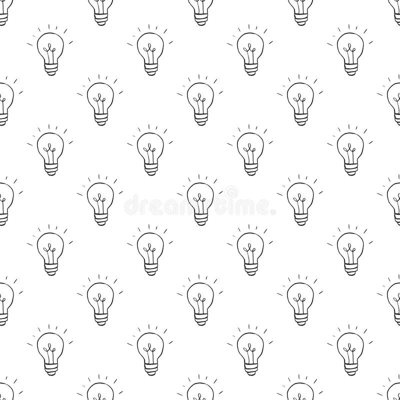 Light Bulb Seamless Pattern Hand Drawn. Vector Illustration Stock ...