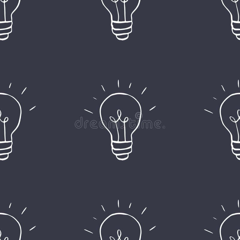 Light Bulb Seamless Pattern Hand Drawn. Vector Illustration Stock ...