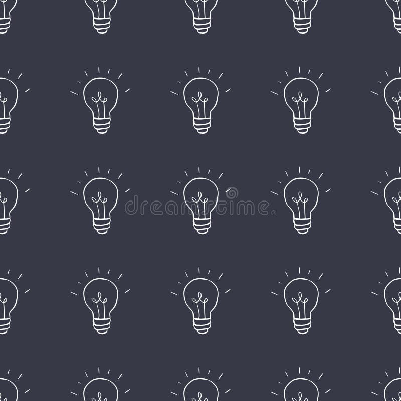 Light Bulb Seamless Pattern Hand Drawn. Vector Illustration Stock ...