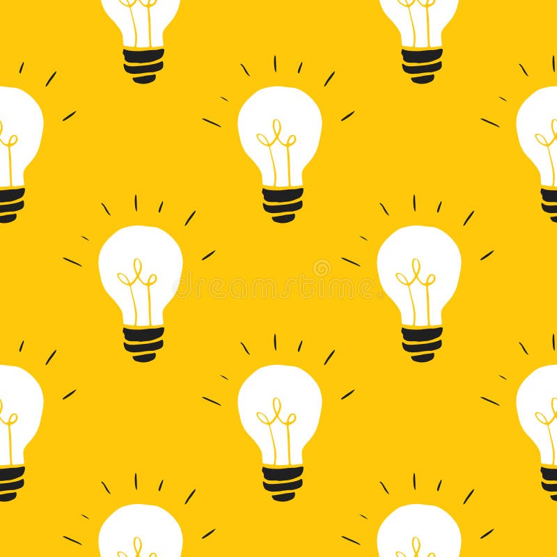 Light Bulb Seamless Pattern Hand Drawn. Vector Illustration Stock ...