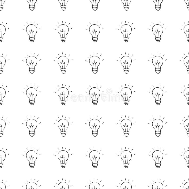 Light Bulb Seamless Pattern Hand Drawn. Vector Illustration Stock ...