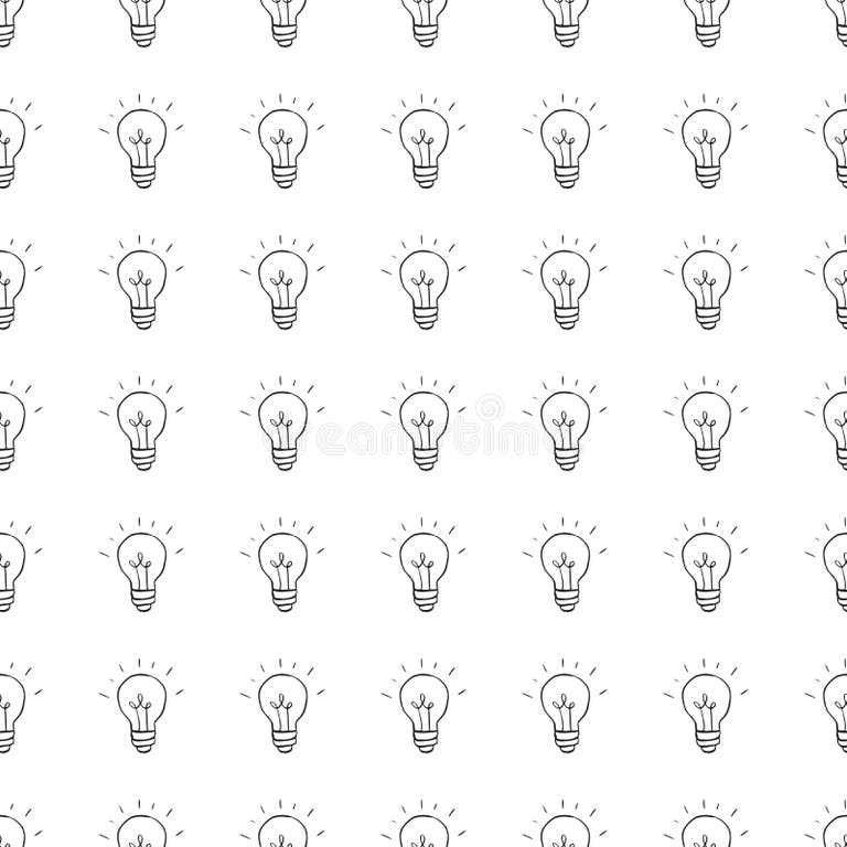 Light Bulb Seamless Pattern Hand Drawn. Vector Illustration Stock ...