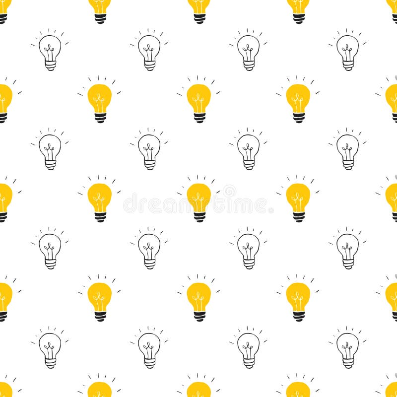 Light Bulb Seamless Pattern Hand Drawn. Vector Illustration Stock ...