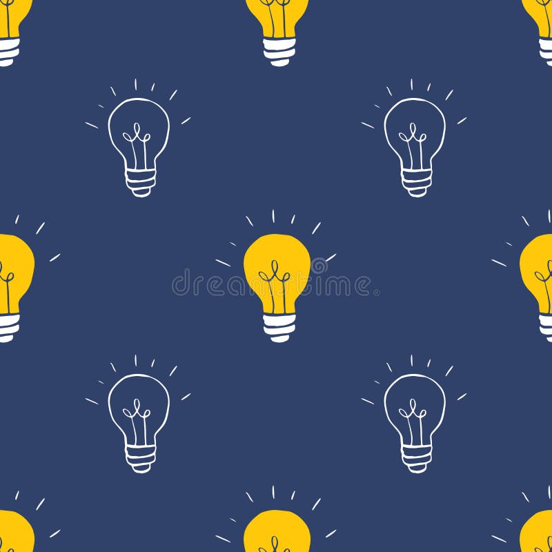 Light Bulb Seamless Pattern Hand Drawn. Vector Illustration Stock ...