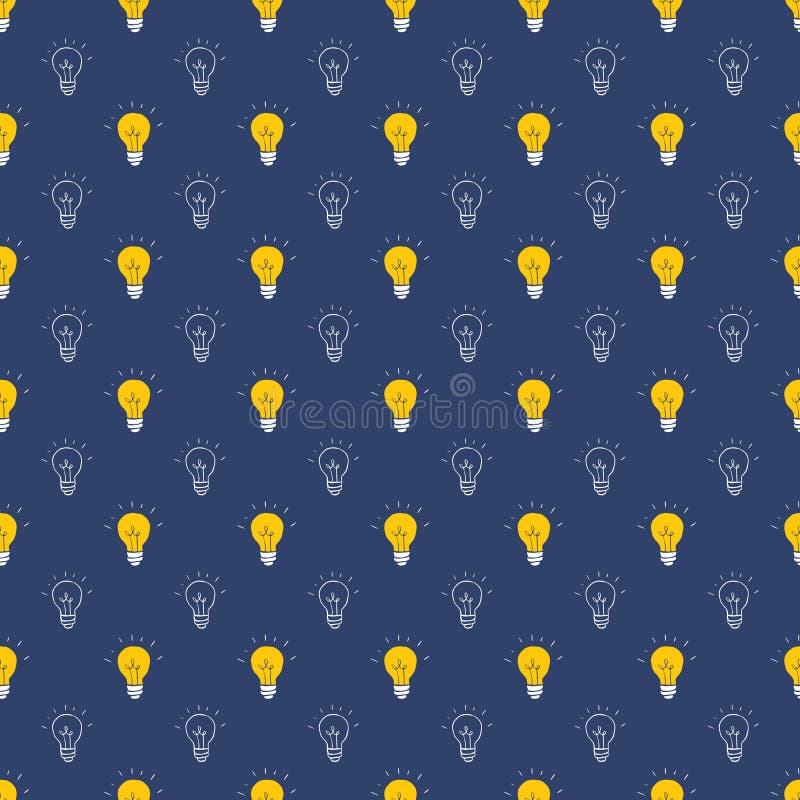 Light Bulb Seamless Pattern Hand Drawn. Vector Illustration Stock ...