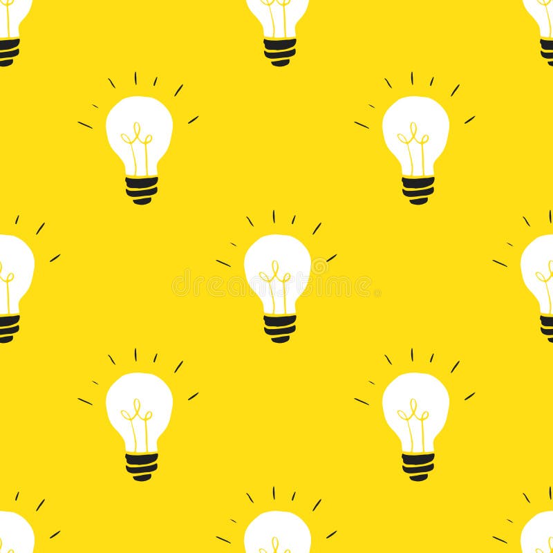 Light Bulb Seamless Pattern Hand Drawn. Vector Illustration Stock ...