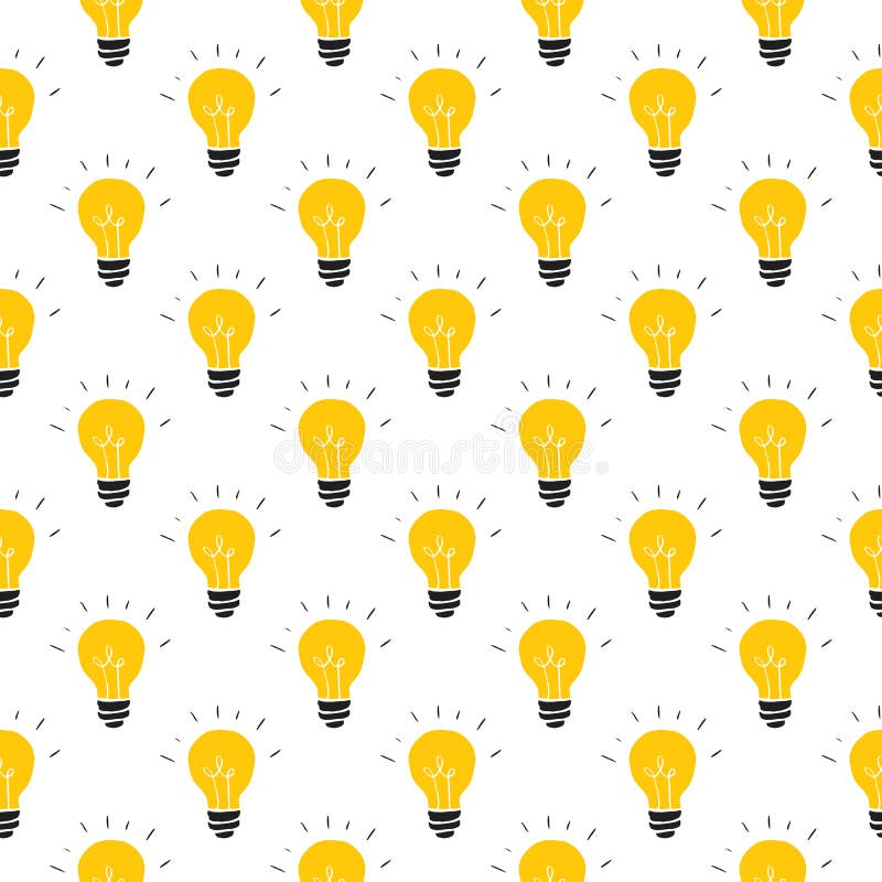 Light Bulb Seamless Pattern Hand Drawn. Vector Illustration Stock ...
