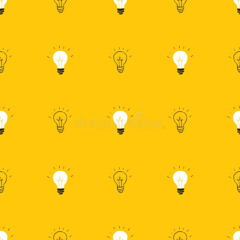 Light Bulb Seamless Pattern Hand Drawn. Vector Illustration Stock ...