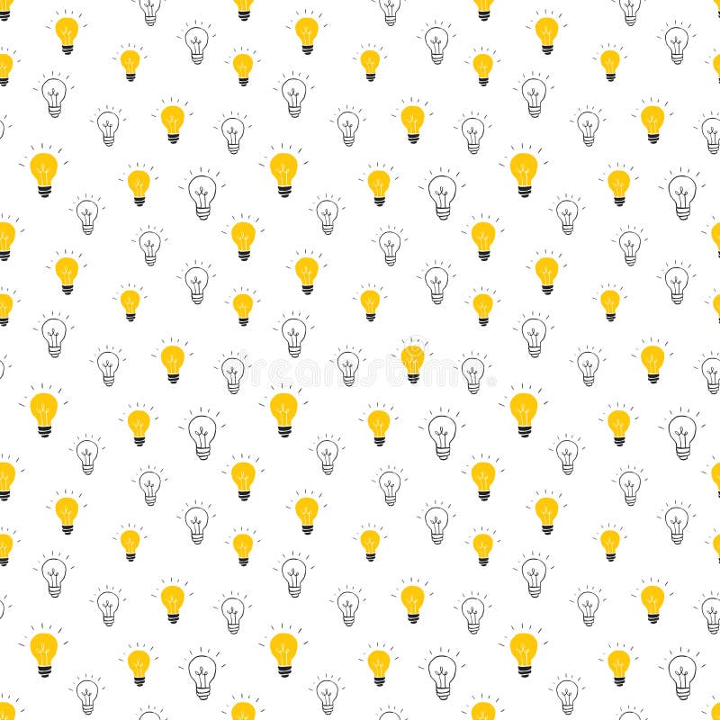 Light Bulb Seamless Pattern Hand Drawn. Vector Illustration Stock ...