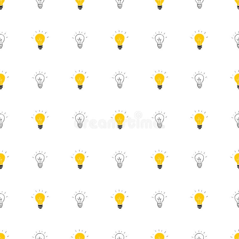 Light Bulb Seamless Pattern Hand Drawn. Vector Illustration Stock ...