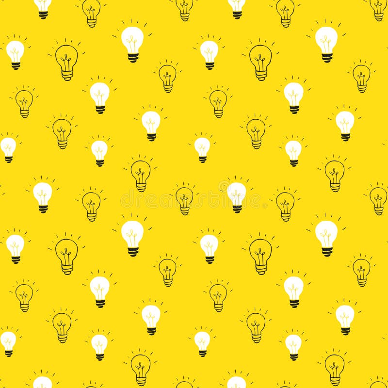 Light Bulb Seamless Pattern Hand Drawn. Vector Illustration Stock ...