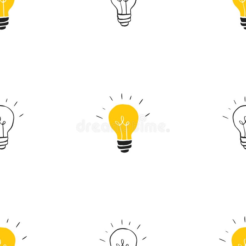 Light Bulb Seamless Pattern Hand Drawn. Vector Illustration Stock ...