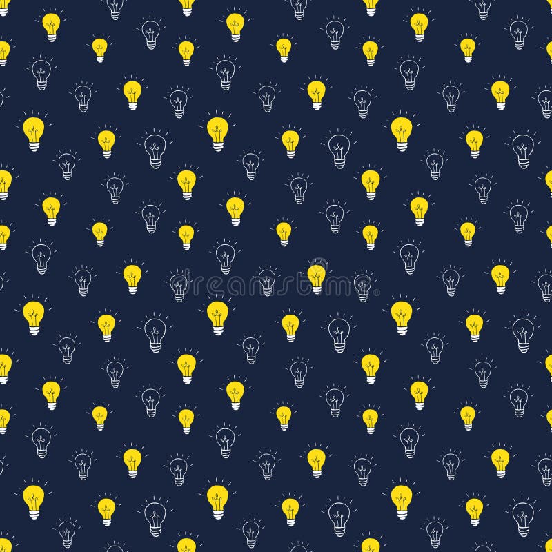 Light Bulb Seamless Pattern Hand Drawn. Vector Illustration Stock ...