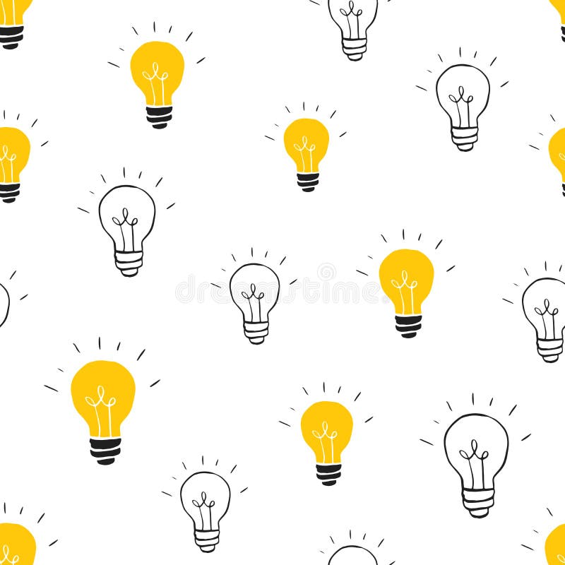 Light Bulb Seamless Pattern Hand Drawn. Vector Illustration Stock ...