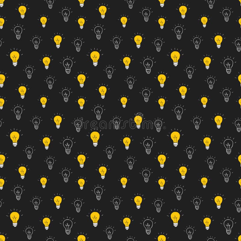 Light Bulb Seamless Pattern Hand Drawn. Vector Illustration Stock ...