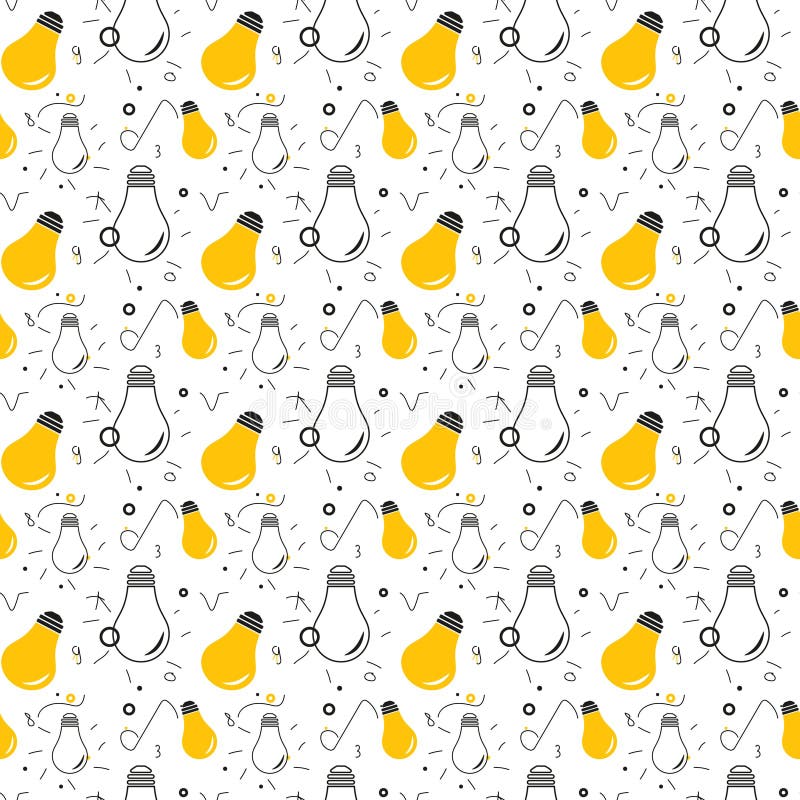 Light Bulb Seamless Pattern Hand Drawn. Vector Illustration Stock ...