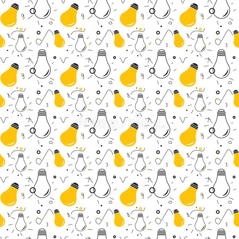 Light Bulb Seamless Pattern Hand Drawn. Vector Illustration Stock ...
