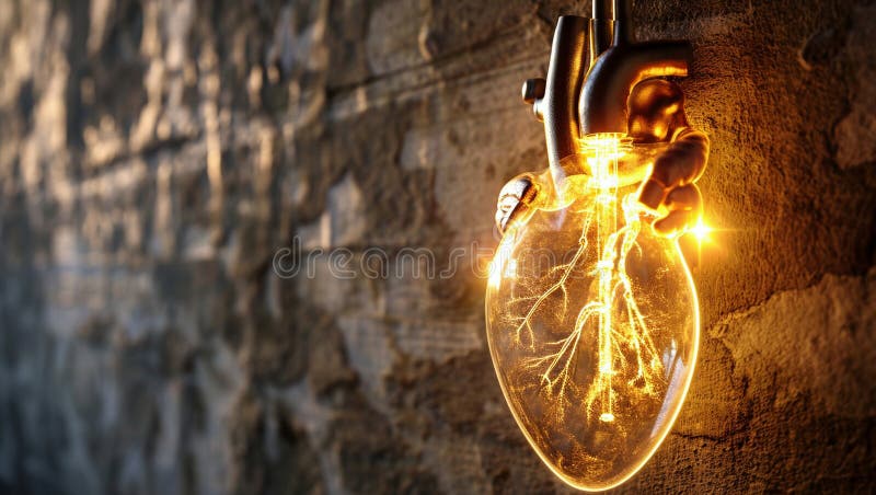 A Light Bulb in the Shape of a Heart. Heart Shape with Bright Light ...