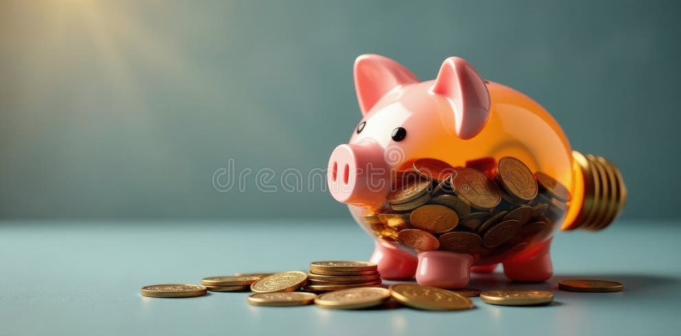Light Bulb Shaped Piggy Bank Filled with Coins , Solution, Piggy Bank ...