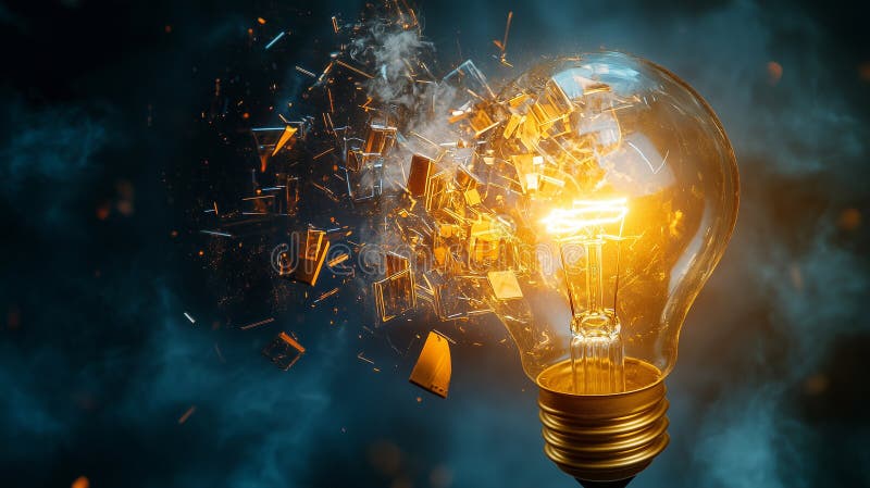 A Light Bulb is Shattered into Pieces. Generative AI Stock Illustration ...
