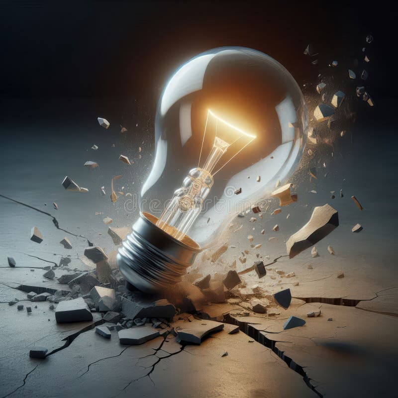 Light Bulb Shattering on Impact with the Ground during a Dramatic and ...