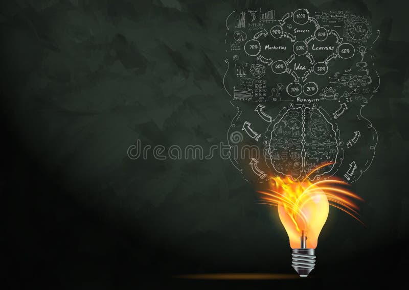 Light Bulb Shine the Power Lighting - Drawing Sketches Plan, Graph,data ...