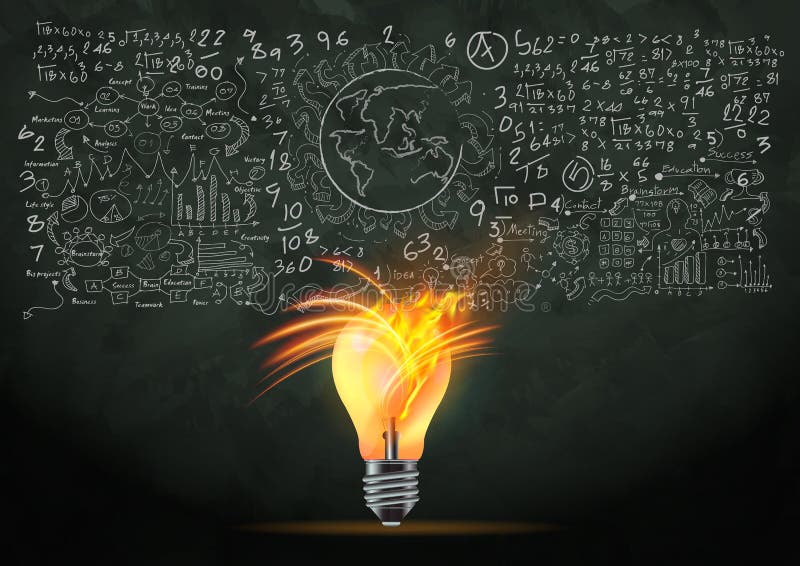 Light Bulb Shine the Power Lighting - Drawing Sketches Plan, Graph,data ...