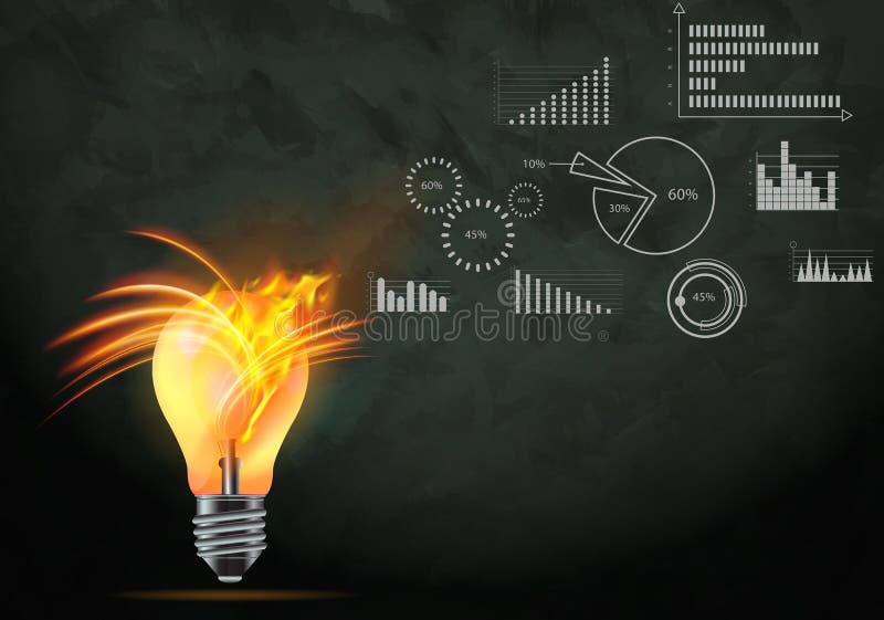 Light Bulb Shine the Power Lighting - Drawing Sketches Plan, Graph,data ...