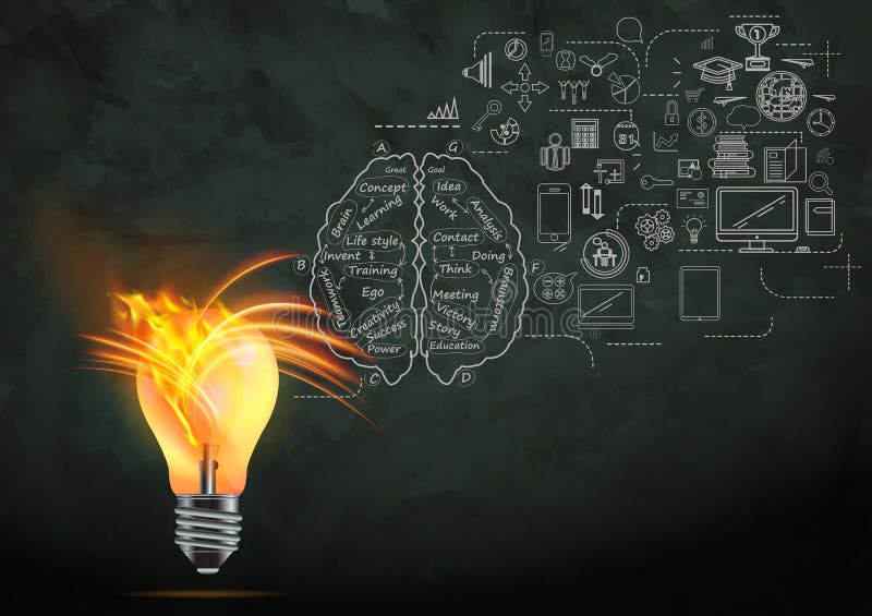 Light Bulb Shine the Power Lighting - Drawing Sketches Plan, Graph,data ...