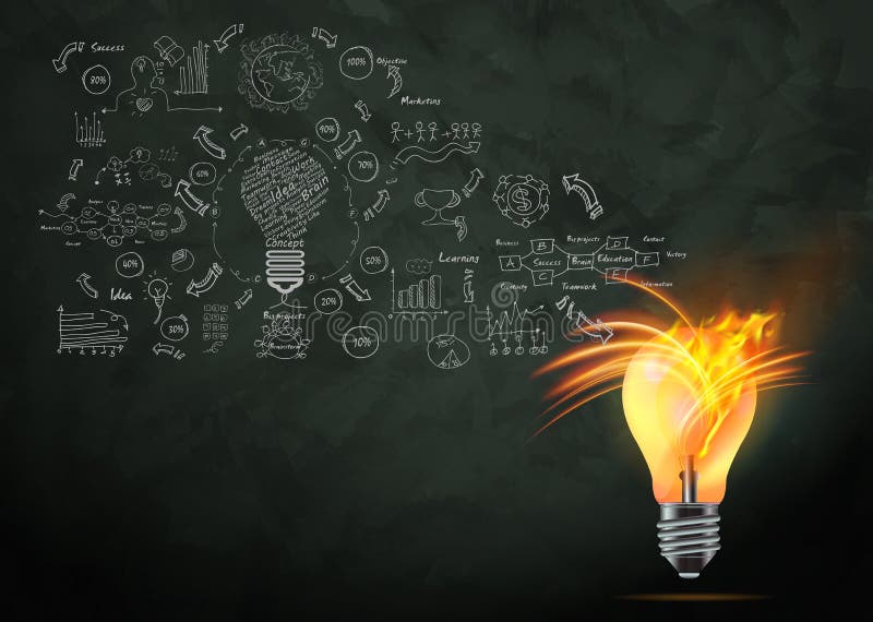 Light Bulb Shine the Power Lighting - Drawing Sketches Plan, Graph,data ...