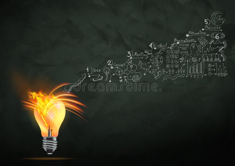 Light Bulb Shine the Power Lighting - Drawing Sketches Plan, Graph,data ...