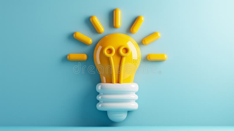 The Light Bulb Shines Brightly, Featuring a Yellow Design with Sunray ...