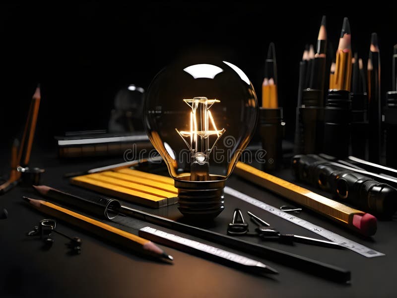 Light Bulb Shining. the Idea for Engineering, Building or Construction ...