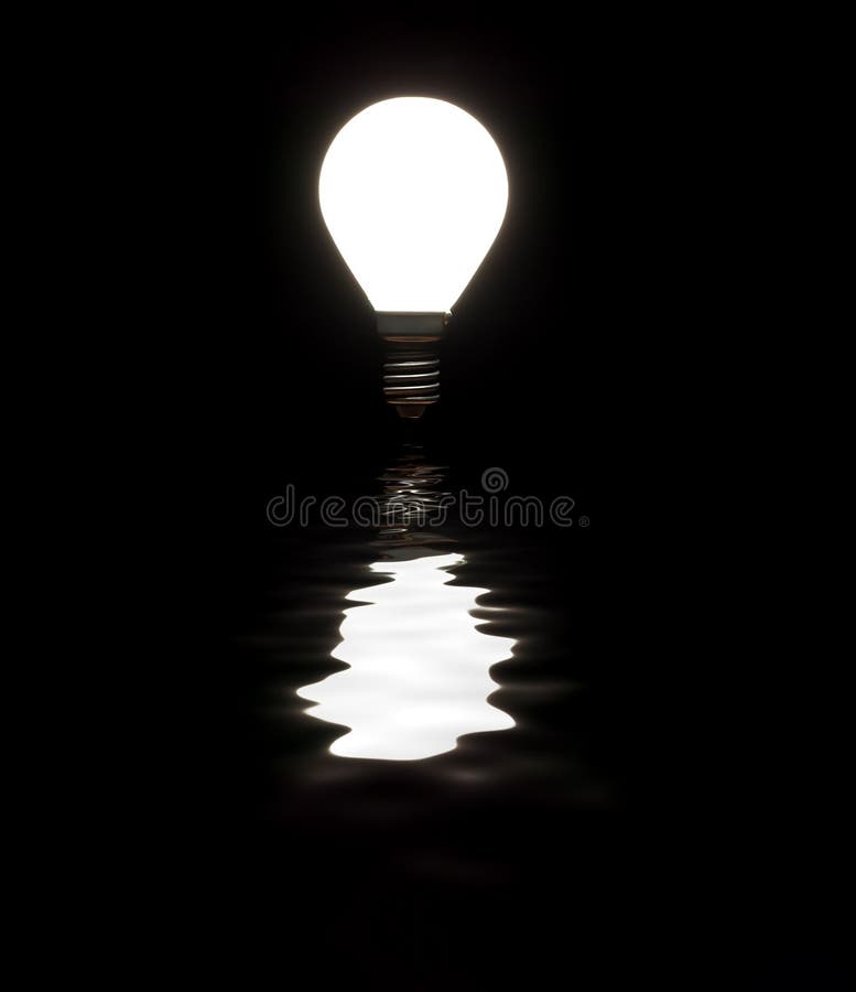 Light Bulb Shining with Reflection Stock Photo - Image of glow ...