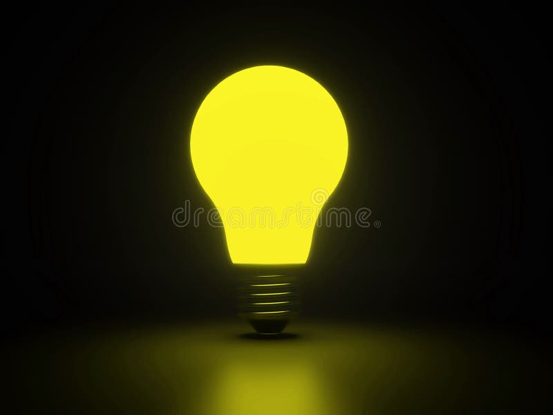 Light Bulb Shiny Yellow Render Stock Image - Image of bright ...