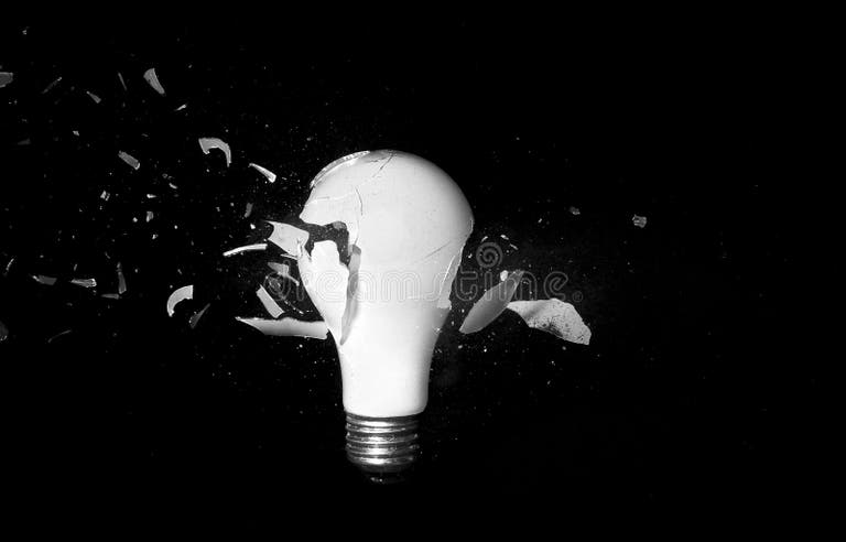 Light Bulb Shot and Shattering Stock Photo - Image of breaking ...