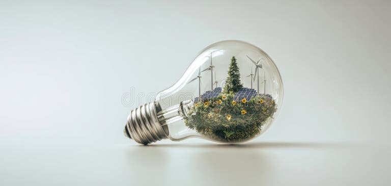 The Light Bulb Showcasing a Miniature Ecosystem with Renewable Energy ...