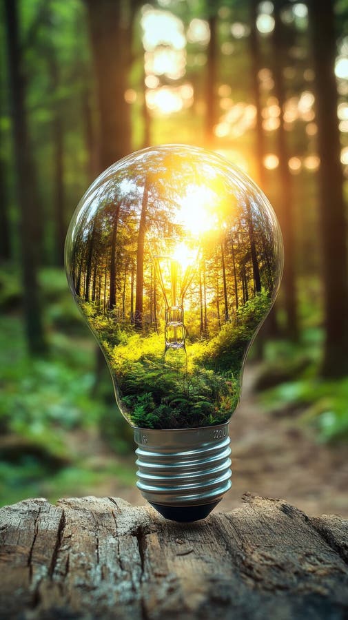 Light Bulb Showing Forest Inside Promoting Green Energy and ...